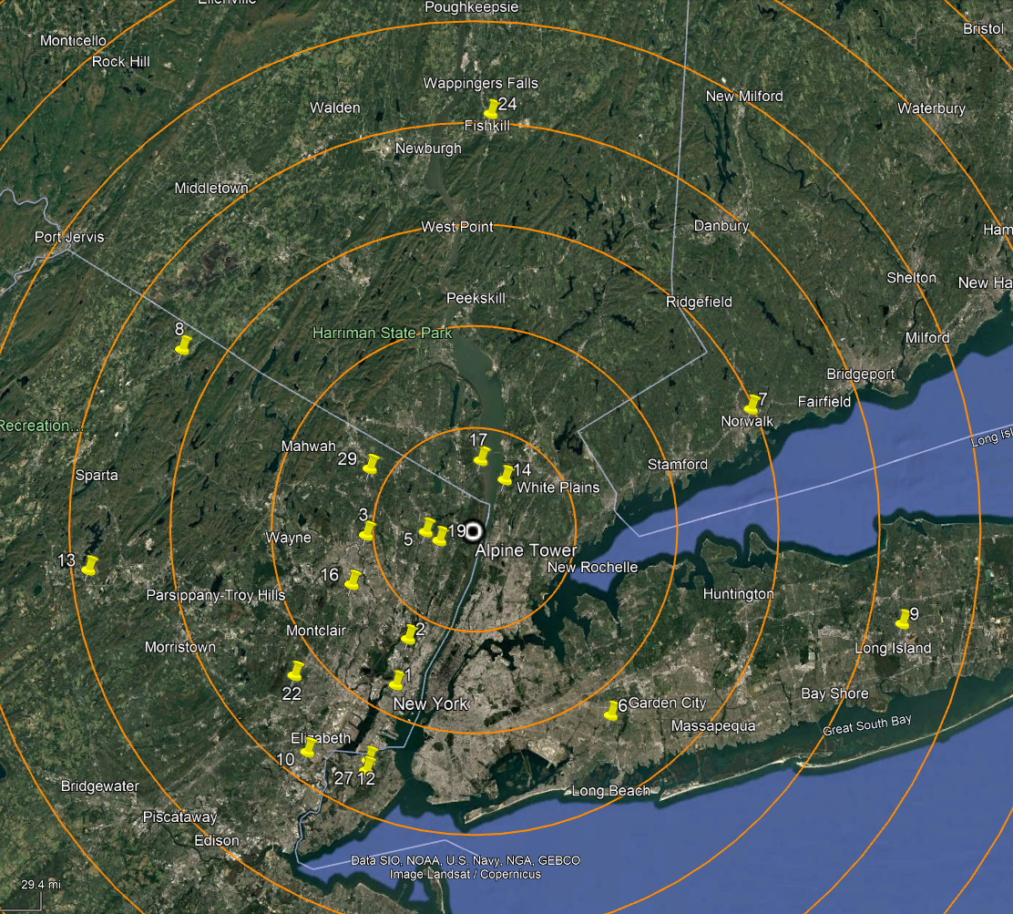 Range rings are at 10 mile intervals.